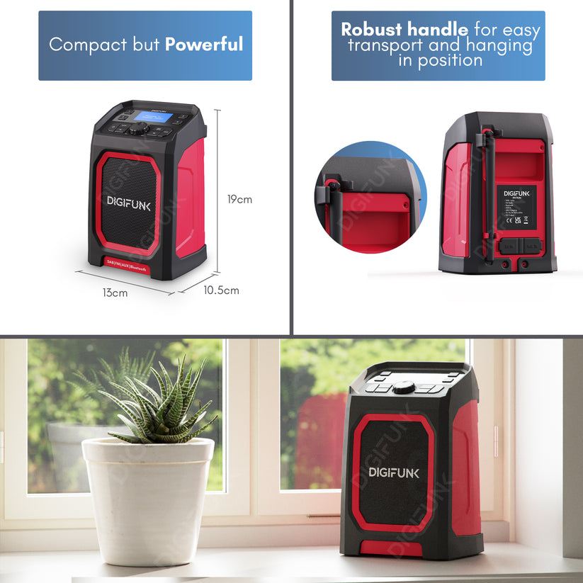 Work Site Radio | USB Rechargeable | DAB+, FM, Bluetooth | IP65 ...